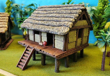 28mm Thatched hooch / jungle hut on stilts painted